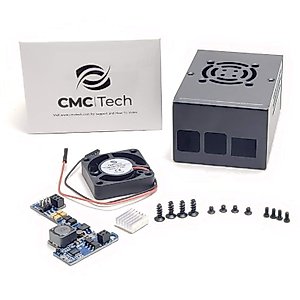 Raspberry Pi Deep Case PoE 5.2V@3.5A HAT Metal Enclosure Protective Box Cooling Fan 17.5Watt Power Over Ethernet (POE) HAT PoE Network Standard Compliant for Rpi 4 Model B by CMC TECH