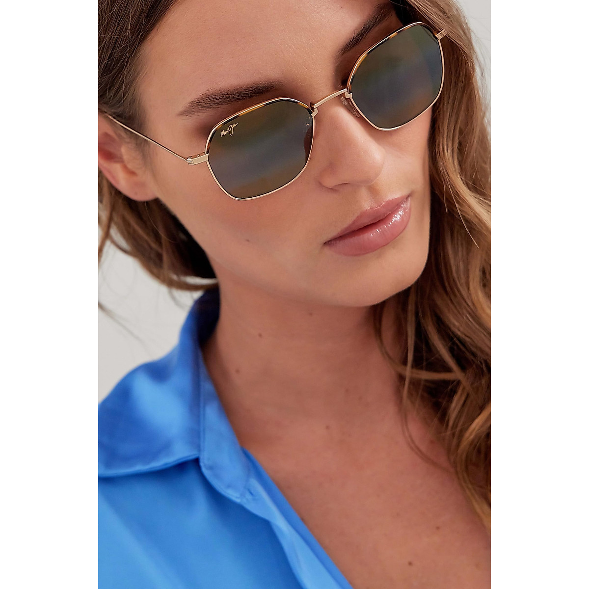 Maui Jim Men's and Women's Moon Doggy Polarized Fashion Sunglasses, Gold/HCL® Bronze, Medium