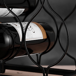 Torfican Countertop Wine Rack Metal,Hold 6 Bottles and 4 Glasses Wine Holder Stand,3-Tier Small Tabletop Wine Rack,Wine Organizer for Cabinet,Pantry