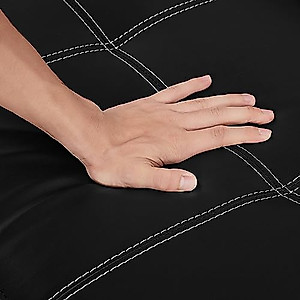 Eafurn Faux Leather Convertible Futon Sofa Adjustable Sleeper Couch Modern Home Recliner Reversible Loveseat Folding Daybed Guest Bed Small Sofabed with Metal Legs for Dorm, Apartment, Black 66.92"