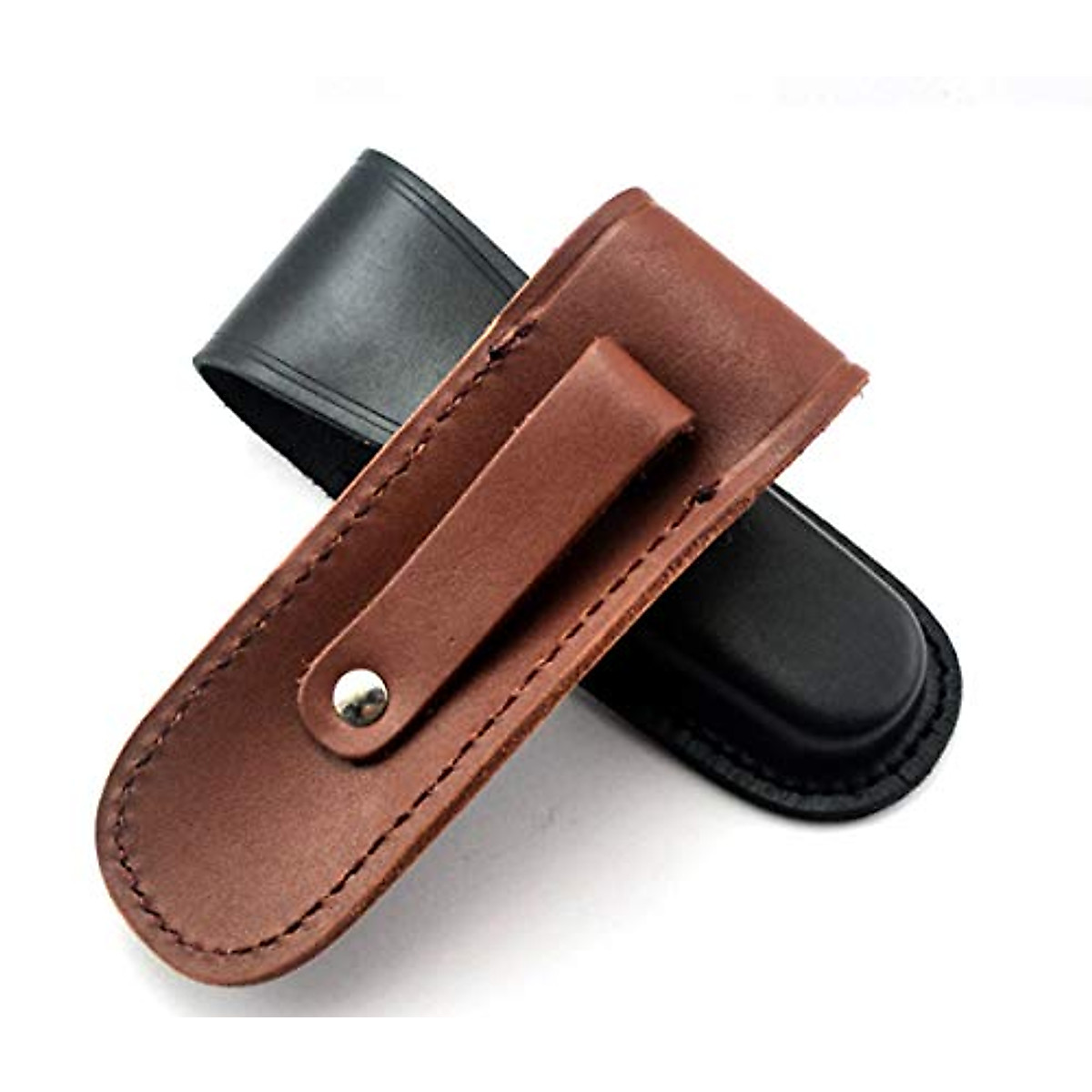 Aibote Folding Blade Knife Sheath Hunting Holster Carrying Leather Holder Sheaths Scabbard Pouch Bag for Swiss Army Knife Tactical Foldable Knives (Brown)