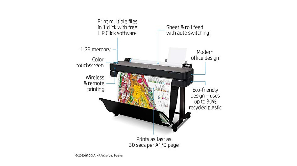 HP DesignJet T630 Large Format Printer with Multipack & Ink