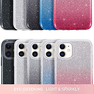 MILPROX Case Compatible for iPhone 11, Bling Sparkly Glitter Luxury Shiny Sparker Shell, Protective 3 Layer Hybrid Anti-Slick Slim Soft Cover for iPhone 11 6.1 inch (2019)-Blue