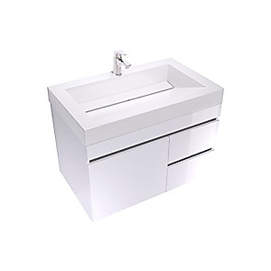 Lift Bridge Kitchen & Bath Assembled Wall-Mount Floating Bathroom Vanity with White Cultured Marble Top Sink Set, 31 in. W x 19 in. D x 29 in. H in White with Viteli + Genova Top