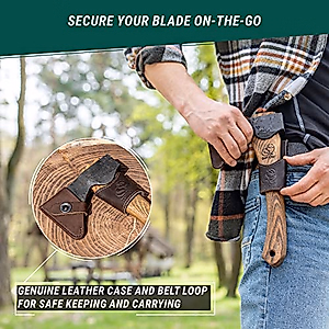 BeaverCraft Carving Axe Hand Forged Hatchet with Sheath - Small Axe Hatchet Axe with Wood Handle - Bearded Axe Wood Hatchet Forged Axe Bushcraft Hatchet Camping Hatchet Carving Axe Hatchet AX1