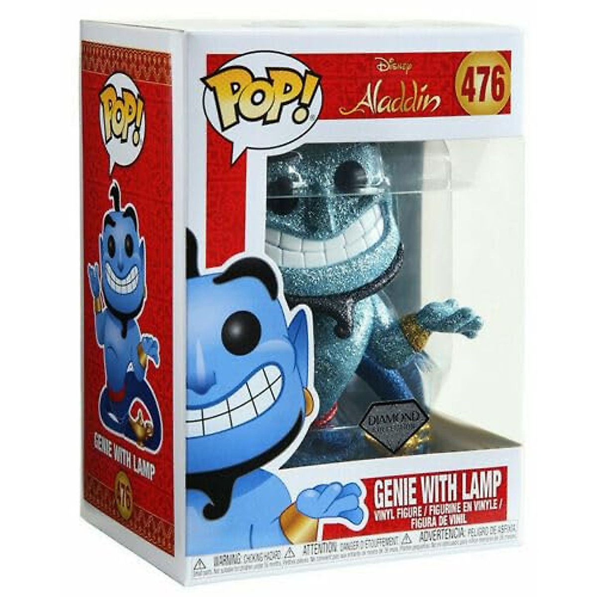 Funko Movies: Aladdin - Diamond Glitter Genie with Lamp Collectible Figure, Multicolor
