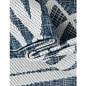 Unique Loom Outdoor Botanical Collection Area Rug - Palm (10' x 13' 1" Rectangle Blue/Navy Blue)