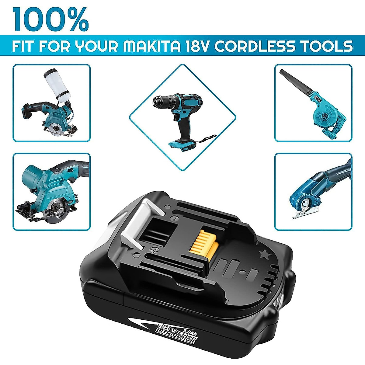 2PACK 3000mAh BL1860B Replacement Battery and Charger for Makita 18V Battery Lithium-ion Compatible with Makita 18 Volt Battery BL1860 BL1850 BL1850B BL1840 BL1840B BL1830 BL1830B BL1815 Dual Charger