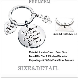 FEELMEM Band Director Gift Music Director Keychain Music Teacher Gift The Influence Of A Great Band Director Can Never Erased Gift for Band Teacher Choir Director (Band Director)