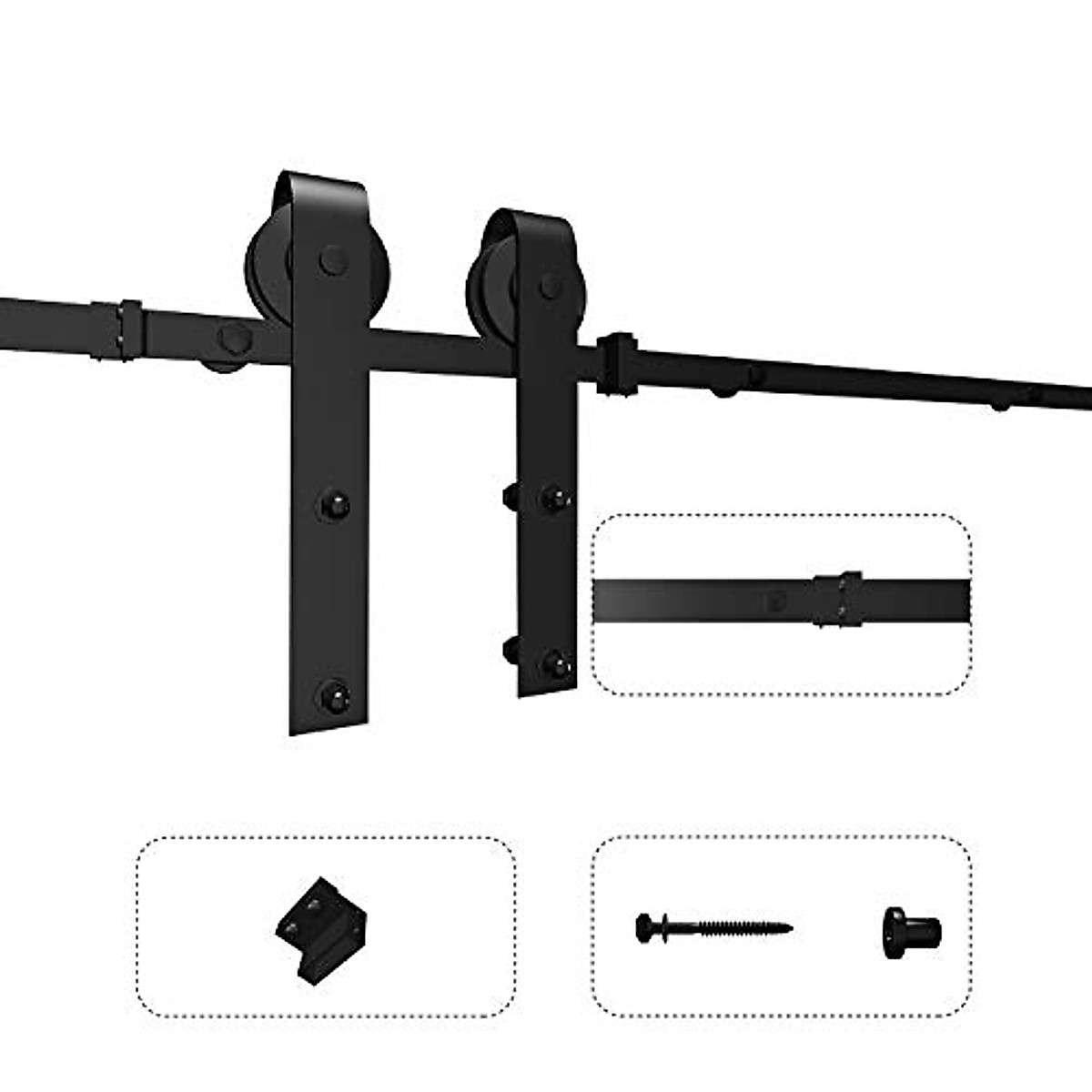 YIGOLD 8ft Sliding Barn Door Hardware Kit,Antique Style,Sliding Smoothly Quietly,Factory Outlet Upgraded Version Quality Carbon Steel,Fit 45"-48" Wide Door Panel-(J Shape Hanger)