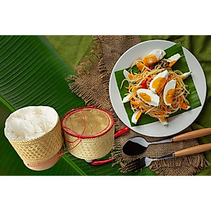 Sticky Rice Basket Kratip Container Thai Serving Bowl Bamboo Thai Laos Traditional Weave Wickerwork Serving Travel After Keep Warm