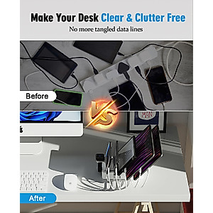 ₂₀₂₃𝘕𝘦𝘸 Charging Station Multiple Charger Station - 6-Port USB Fast Charging Dock 50W Organizer Station with Watch Charger for iPhone|Android Cell Phone|iPad|Kindle|Watch|Tablet