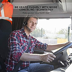 Trucker Bluetooth Headset Wireless Headset with Microphone Over The Head Headset with Noise Cancelling Sound On Ear Car Earphones Office Earpiece for Cell Phone Skype Call Center Bluetooth V5.0
