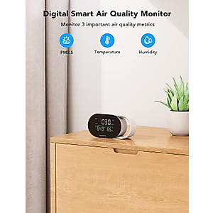 GoveeLife Smart Air Quality Monitor with PM2.5, WiFi, Temperature & Humidity Sensors, LED Display, 2s Refresh, 2-Year Data Storage, for Home & Office