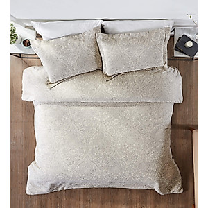 Better Trends Haven Damask Duvet Cover Collection 100% Cotton Tufted Unique Luxurious Soft Plush Woven Machine Washable Tumble Dry, Queen Set, Grey