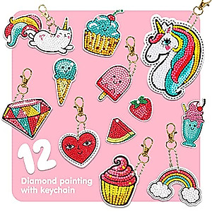 TOY Life Diamond Painting Kit For Kids with Keychains, Crafts for Girls Ages 8-12, Diamond Art for Kids, Diamond Dot Gem Art Kits for Kids, Kids Arts and Crafts for Kid Ages 8-12, Unicorn Painting Kit