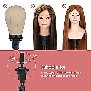 Mannequin Head Stand, Upgrade Foldable Wig Stand Tripod for Cosmetology Hairdressing Training, Metal Adjustable Wig Head Stand with Wig Caps, T-Pins, Comb, Hair Clips