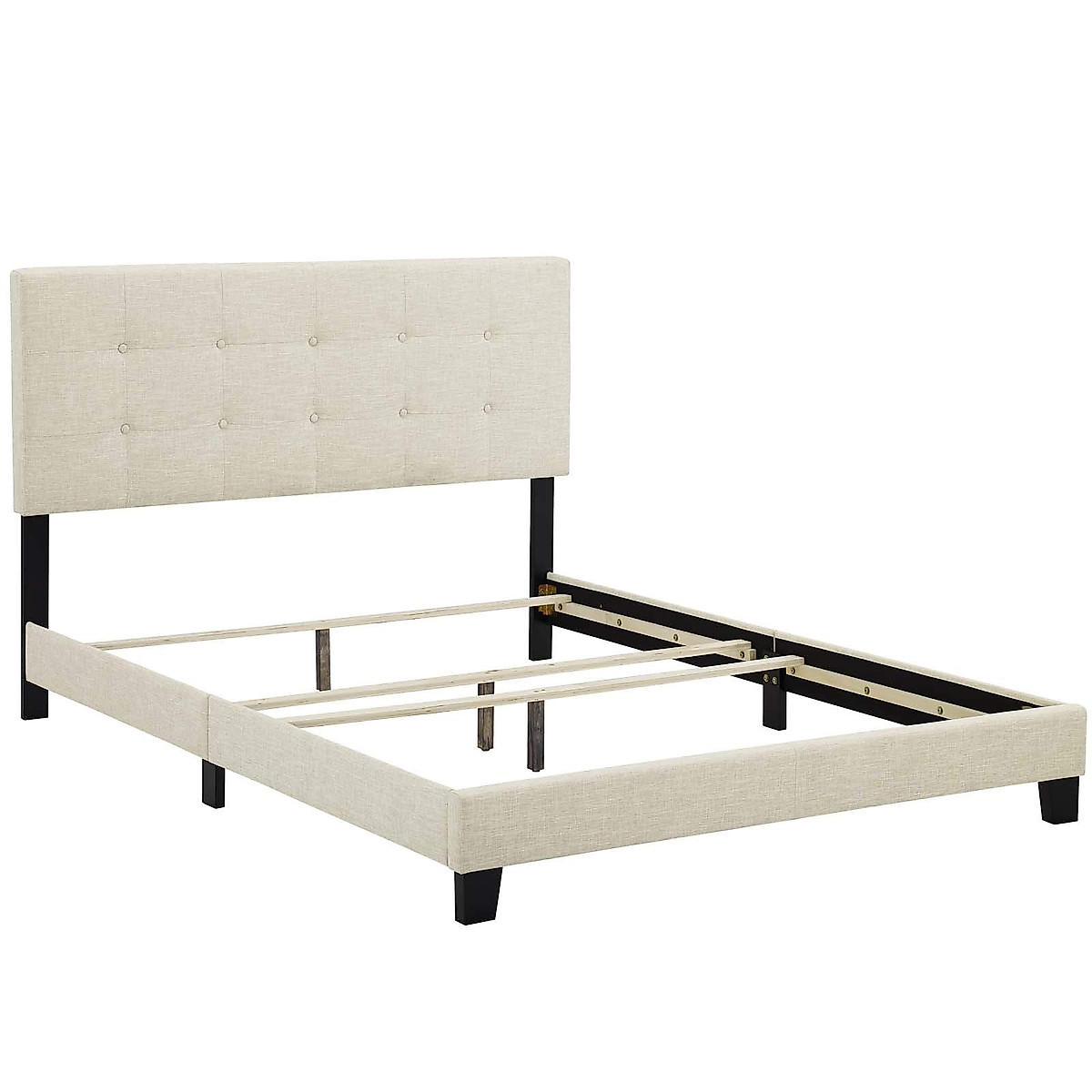 Modway MOD-6000-BEI Amira Tufted Fabric Upholstered Full Bed Frame With Headboard In Beige