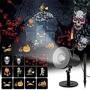 Dr. Prepare Halloween Projector Lights Outdoor, Scary Halloween Ghost Projector Show with 12 Dynamic Patterns, Waterproof Spooky Halloween Decorations Outdoor Indoor for Holiday Christmas Party House
