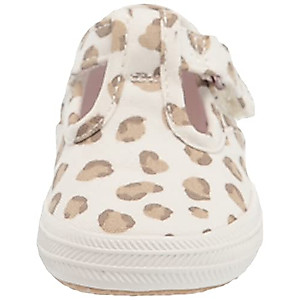 Keds baby girls Champion Lace Toe Cap T-strap Sneaker, Snow Leopard, 3 Infant US