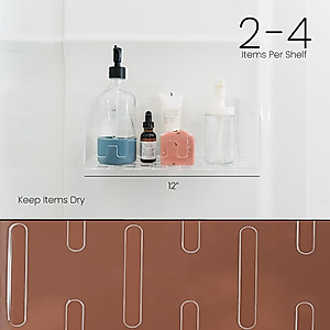 ANGORA BRANDS Acrylic Shower Shelves | Bathroom Shower Caddy Organizer | No Drilling, Adhesive Wall-Mounted Floating Shelves | 2 Pack Tranparent Shelf Organizer For Storage & Display by Cotea