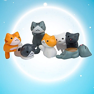 Mini Cute Cats Miniature Garden Micro Kitty Landscape Ornament Decorations Home Succulent Bonsai Plant Pots Craft Decor (Random Style)