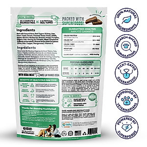 healthybud Raw Dog Food, Freeze Dried Beef Bites, Grain Free Puppy Food, Human Grade, High Protein, Dehydrated Real Meat Dog Treats & Toppers, 14.1 oz