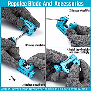 DURATECH Mini Tubing Cutter 1/8"-3/4"(3-19MM), Copper, Aluminum, Brass And Plastic Tubing Compact Cutter, With Replacement Wheel