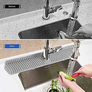 Derlights 24Inch Kitchen Sink Splash Guard, Silicone Faucet Mat Sink Water Splash Guard, Faucet Splash Catcher, Silicone Deflector Under The Faucet, Keep Kitchen and Bathroom Sinks Dry