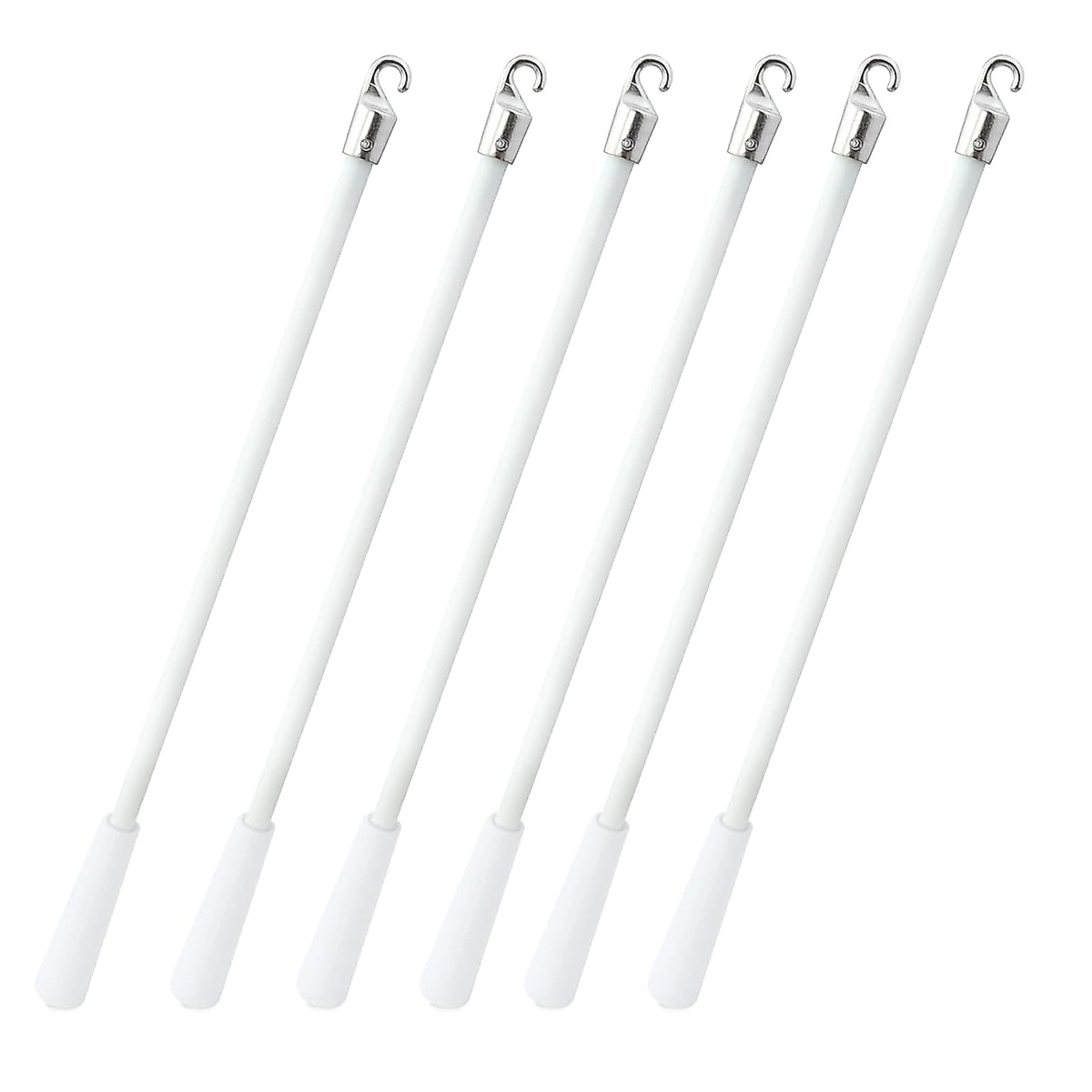 6 Pack Blind Wand with Metal Hook, 12 Inch White Fiberglass Window Blind Tilt Wand, Vertical Blind Wand Control Replacement, Blind Rod Replacement, Blind Opener Stick