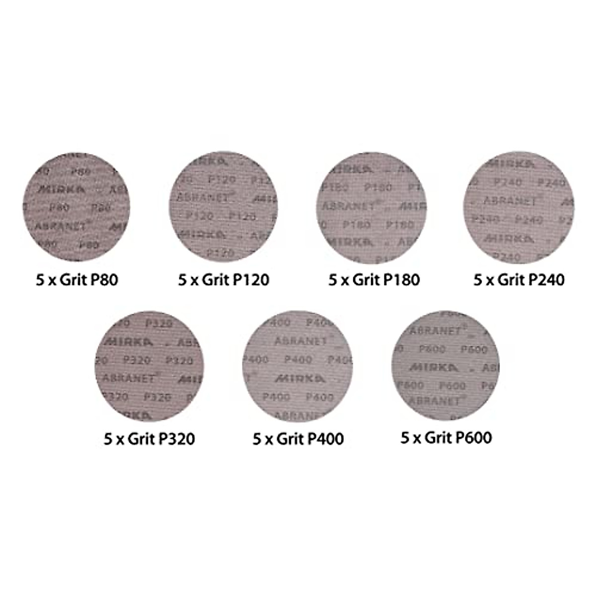 Mirka 9A-241-AP Abranet 6" Sanding Disc Assortment, 35 pack