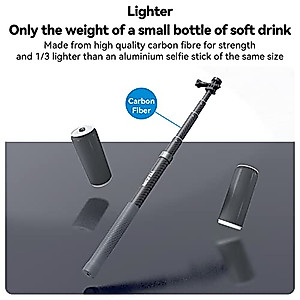 TELESIN G3 Selfie Stick Pole Long (Upgraded 118"/3M), Invisible Carbon Fiber Lightweight Extension Waterproof Underwater Diving Monopod for GoPro Max Mini Hero 11 10 9 8 7, Insta360, DJI Action, AKASO