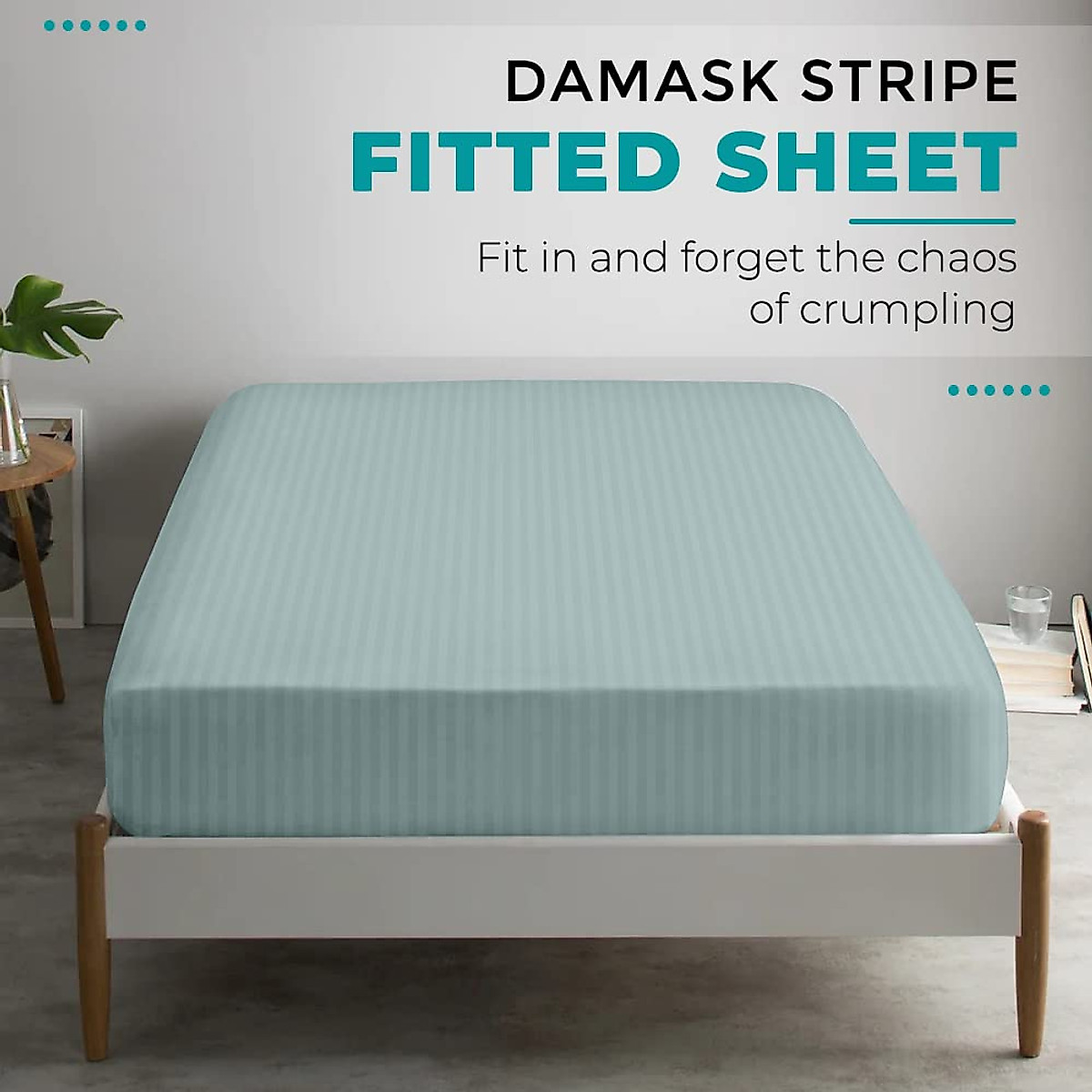 Feather & Stitch New York 1 Piece Fitted Sheet Full Size, 100% Cotton 18 inch Extra Deep Pocket, 500 Thread Count Premium Ultra Soft Sateen Weave, Elastic Fit Mattress Stretchable - Granite Green