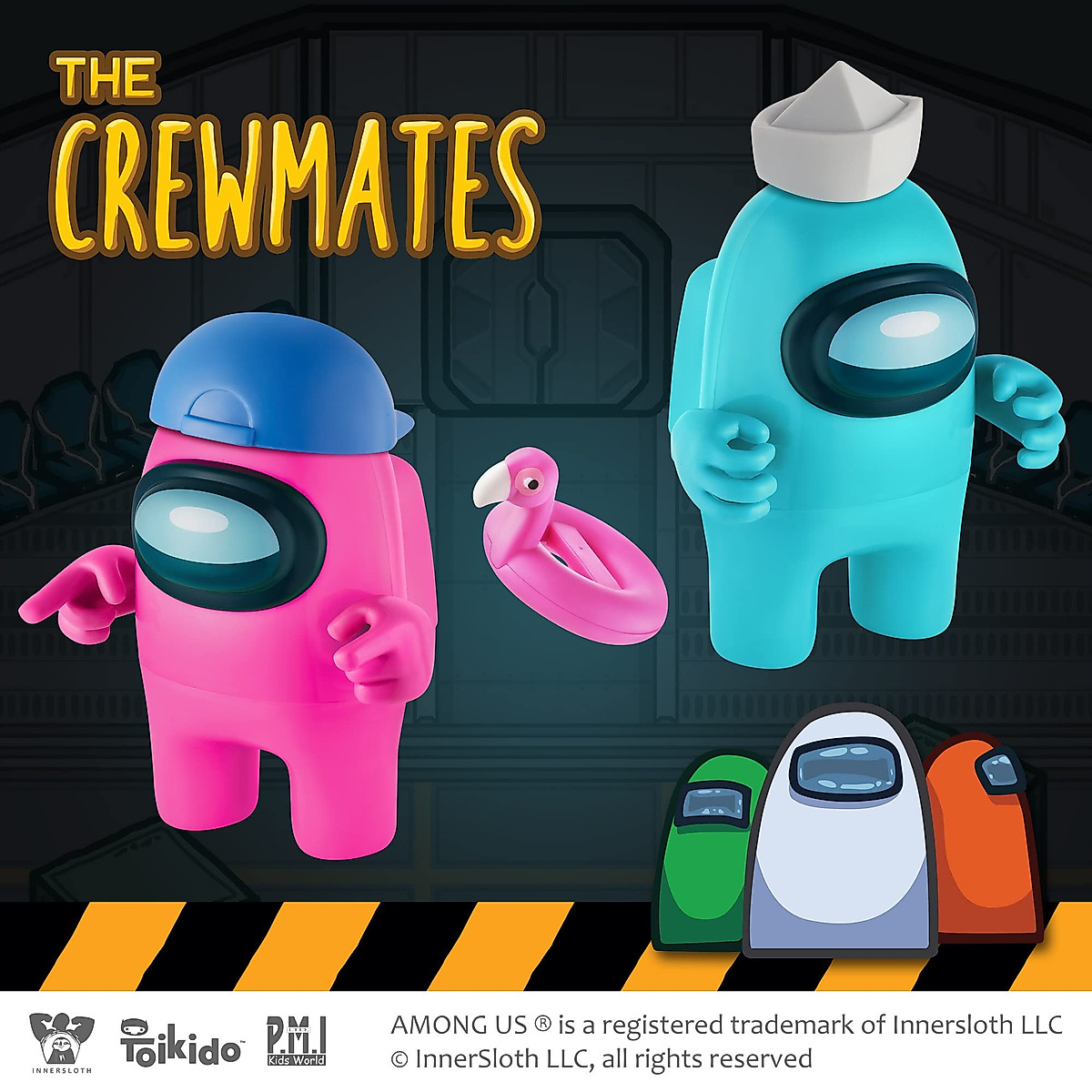 P.M.I. Among Us Action Figures | Two of Four 4.5-Inch-Tall Collectibles | Among Us Toys and Playable Mini Toys | Cyan Ghost and Pink Crewmate with 5 Accessories: Hats and Hands