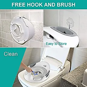Potty Training Seat For Kids Boys Girls Toddlers Toilet Seat For Baby With Cushion Handle And Backrest Toilet Trainer For Round And Oval Toilets (White)