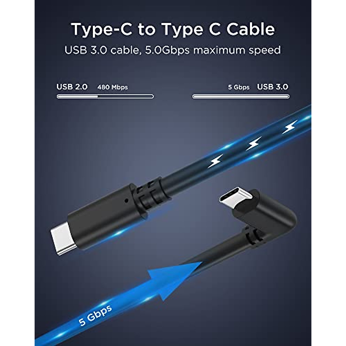 KIWI design Link Cable Accessories Compatible with Quest 2 VR Headset, USB 3.0 PC Game Cable Fast and Stable (10FT C to C)