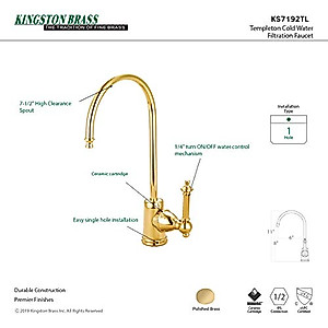 Kingston Brass Gourmetier KS7192TL Templeton Single Handle Water Filtration Faucet, Polished Brass 6-Inch spout reach