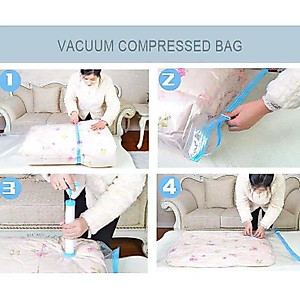 Space Saving Vacuum Storage Bags 12 Pack Vacuum Sealer Bags with Pump for Clothing, Bedding, Comforters, Blankets, Pillows with Compression Seal. Perfect for Moving and Travel.