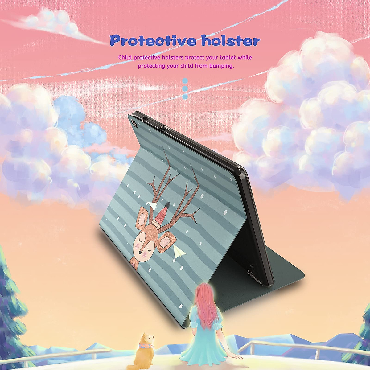 ATOZEE Kids Tablet, 10 Inch Tablet, Android Kids Tablet, WiFi Bluetooth Dual Camera Safety Eye Screen, Parental Control App, 32GB ROM 2GB RAM Quad Core CPU, with Cartoon Tablet Protective Cover.