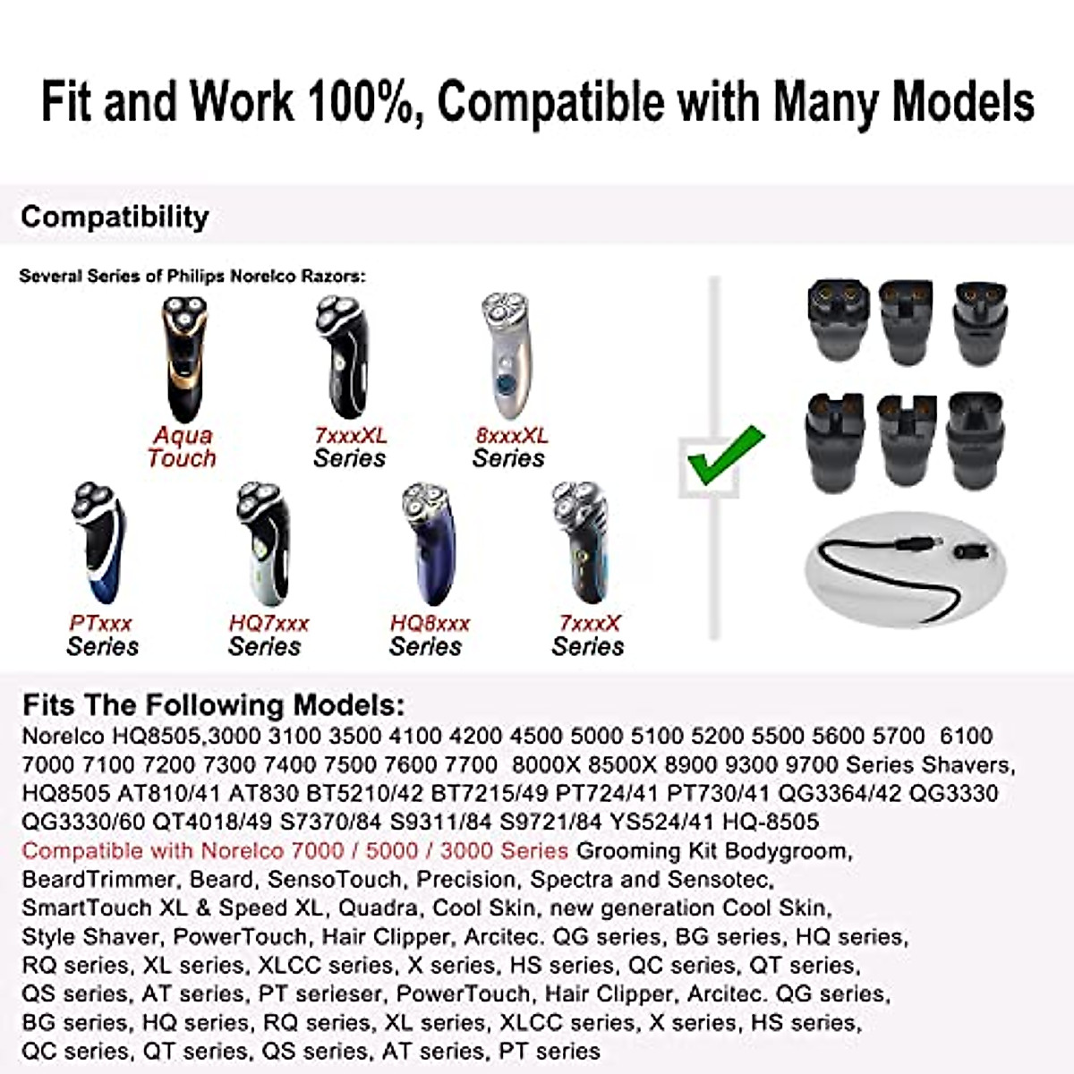 9 PCS Replacement Power Cord 5V Charger USB Adapter Suitable for Electric Hair Clippers, Beard trimmers, Shavers, Beauty Instruments, Desk Lamps, Purifiers.