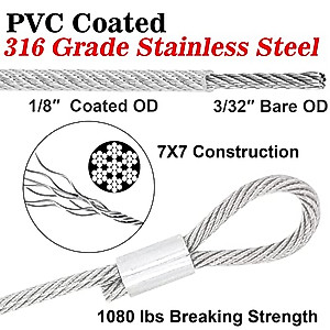 NQN 48 PCS T304 6 Inch Hardware Kit for Square & Rectangle Sun Shade Sail Canopy Awning Installation Installation Complete Set, 48 Ft (12'x4) Extension Cable Wire Rope, 304 Stainless Steel, Anti Rust
