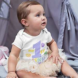 Customize Easter Egg Unisex Baby Onesie - Personalized My First Easter Girl Boy Bodysuit Gift for Newborn - Perfect Gifts for Baby Shower - Custom Infant Onesie for Pregnancy Reveal - C02-White Small