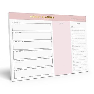 Sweetzer & Orange Weekly To Do List Pad. Pink Gold Weekly Planner Notepad with Daily Planner Agenda Squares. 7x10” Day Planner 2024 2025 - Student Planner, Work Planner and Checklist Note Pad.