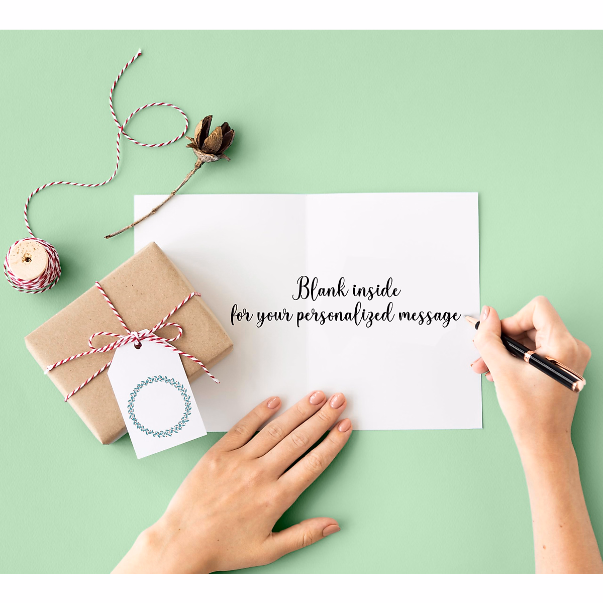 TRIDECOR Thank you Card with Envelope, Simple Cute Single Thankful Card, Grateful Gratitude Card - Folded 5"x7" Card for Him, Her, Teacher, Boss, Doctor, Mom, Dad, Coworker, Bridesmaids, Groomsmen