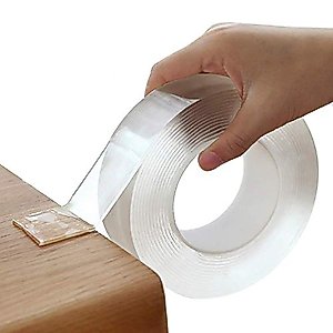 Nano Tape Double Sided Sticky Washable Multipurpose Adhesive Tape Traceless Washable, Heavey Duty Strong Sticky Mounting Tape Gel Poster Tape for Paste Items Office & Household (16.4Ft x 1.18In)