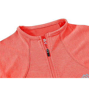 MoFiz Horse Riding Shirts for Women Long Sleeves UV Protection Zip-up Slim Fit Biking Shirt Orange XL