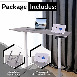 Generic Electric Standing Desk - Adjustable Height Desk with Laptop Stand, Sit Stand Desk, Riser Table (48 inch x 24 inch), Smoothly and Quietly Adjust from 27 to 45 inches, White Frame, Gray Desktop