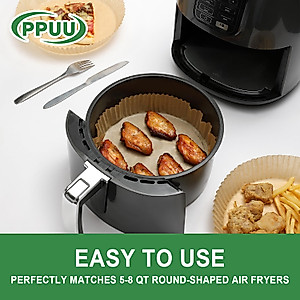 PPUU Air Fryer Liners Disposable, 125 Pcs Air Fryer Parchment Paper Compatible with Ninja AF101/AF150/AF161 Air Fryer Oil-Resistant, Resistant to 450°F, Clean in One Second, 8 inch