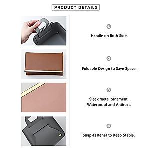 SINOWE Decorative Faux Leather Basket,Small Catchall Basket for Entryway Bedside Dresser End table,Collapsible Rectangle Tray Organizer Box,Set of 2,Caramel