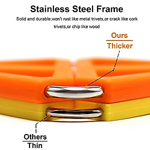 Set of 5 Silicone Trivet Mat Expandable Hot Pot Holder with Stainless Steel Frame for Home Kitchen Heat Resistant Insulated Hot Pads Coasters Table Dish Mat Tableware Placemat for Hot Pans Bowls